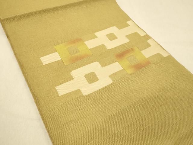 平和屋着物◎八寸名古屋帯 紬地 幾何学文様 正絹 逸品 DAAY4370jm