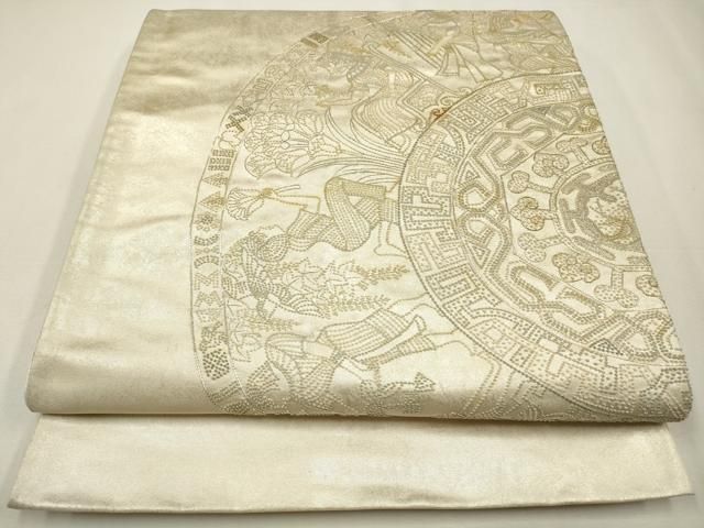 平和屋着物◎中国三大刺繍 相良刺繍 太鼓柄袋帯 創祀州 駒刺繍