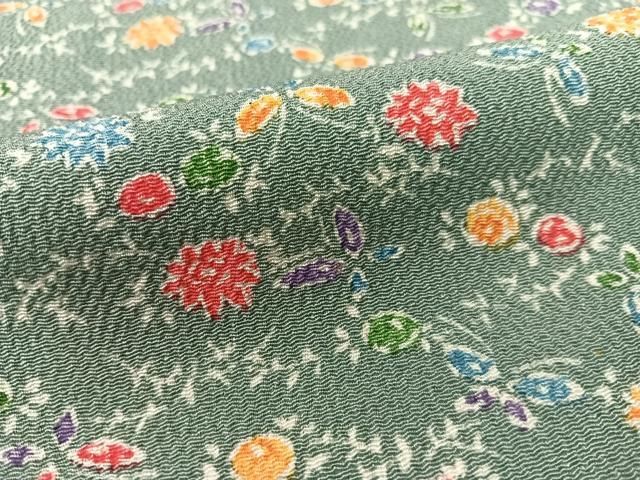 平和屋着物□上質な小紋 花蝶文 鬼しぼ縮緬 正絹 逸品 CAAZ9630vp
