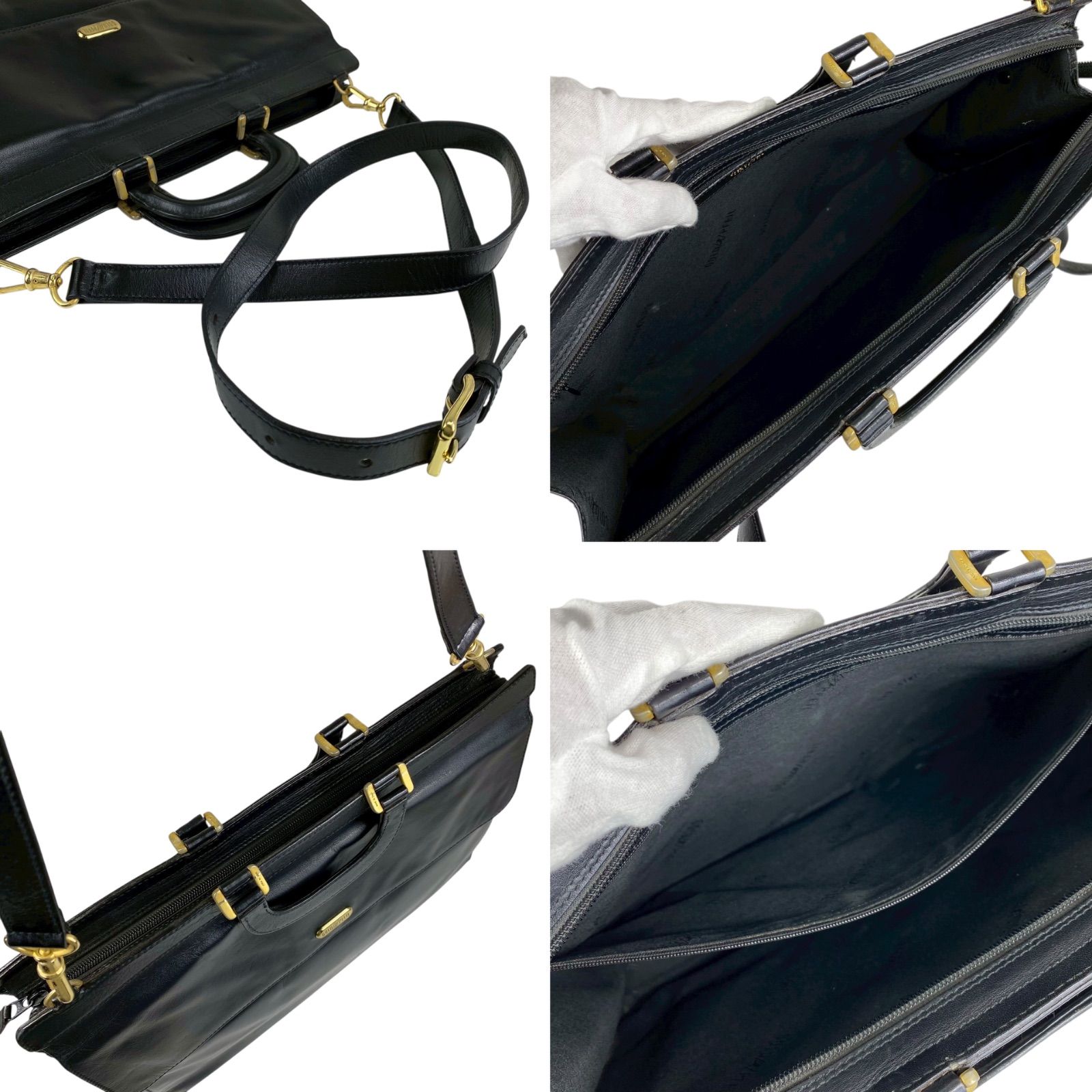 【B4081】GOLD PFEIL ゴールドファイル ショルダーバッグ ブリーフケース 2way レザー ブラック ビジネス 黒 メンズ - メルカリ