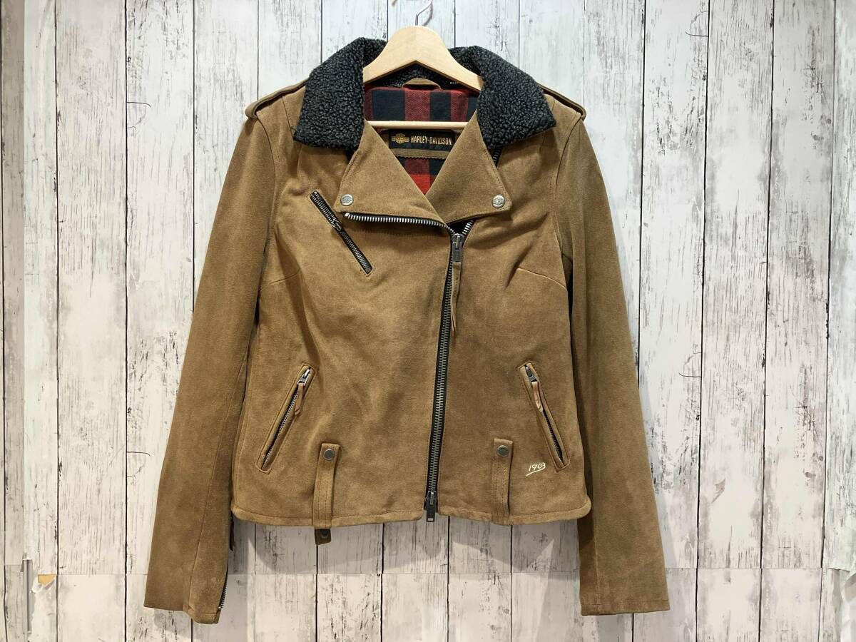 HARLEY DAVIDSON ハーレーダビッドソン スウェードレザー ダブルライダースジャケット 97009-20VW ライトブラウン M ...
