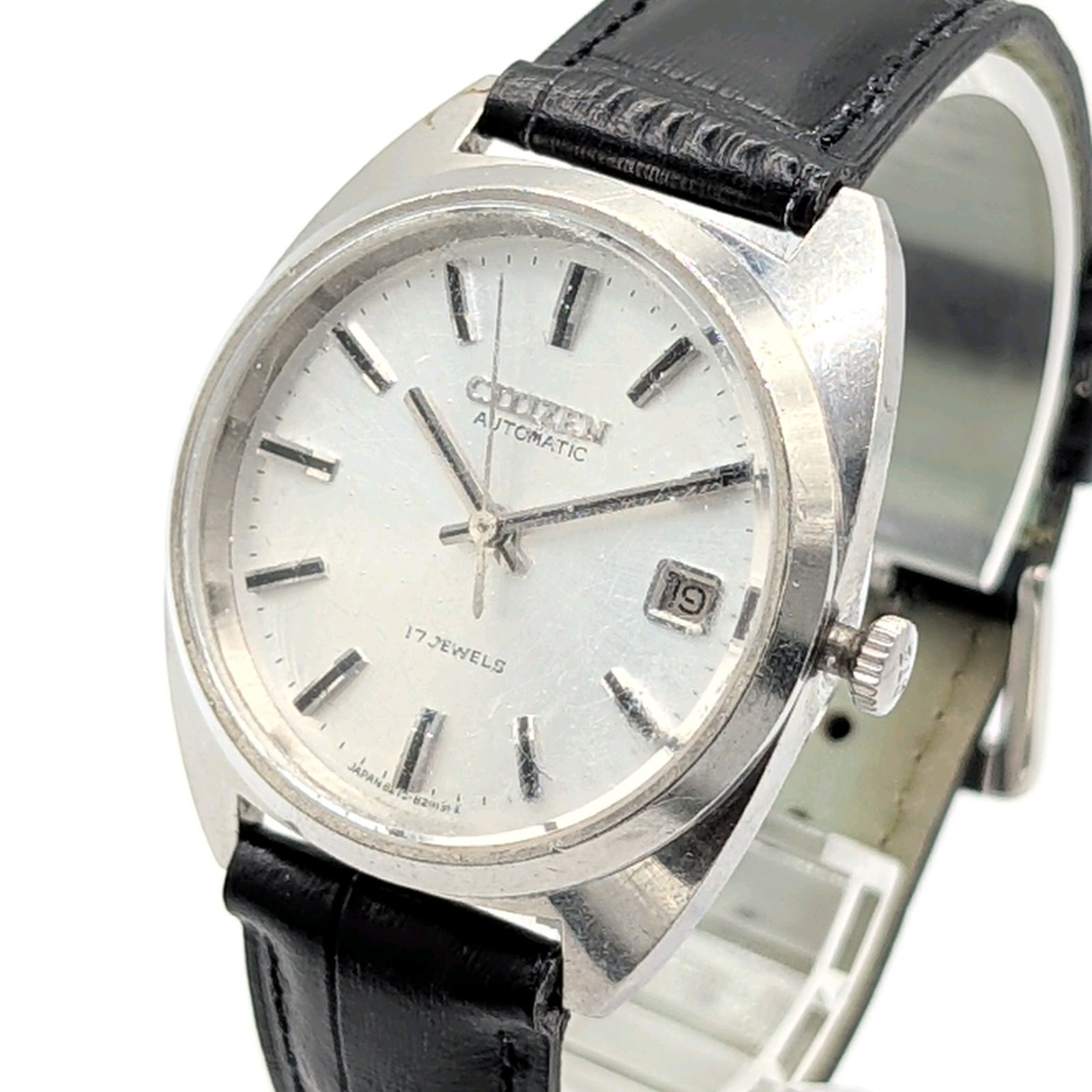 CITIZEN 4-820118 Watch Men's Automatic Round Black dial Date Y2K 00S ...