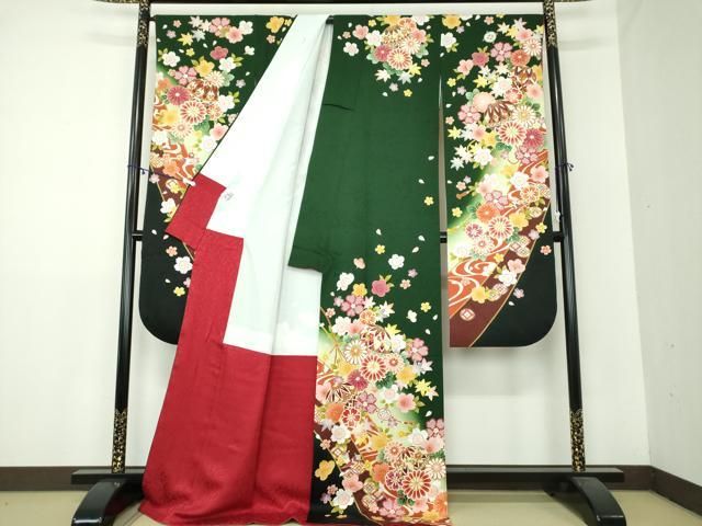 平和屋着物○小振袖 二尺袖 舞桜 洗える着物 AABC6821ph