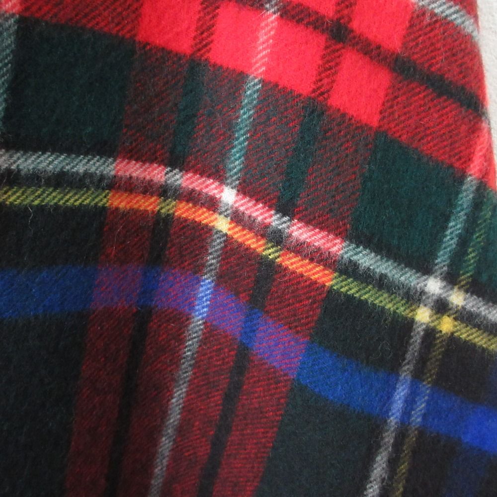 【中古】ジョンストンズオブエルガン Johnstons of Elgin 大判ストール マフラー チェック柄 ロゴ カシミヤ フリンジ 美品 Johnstons of Elgin ジョンストンズオブエルガン チェック柄
