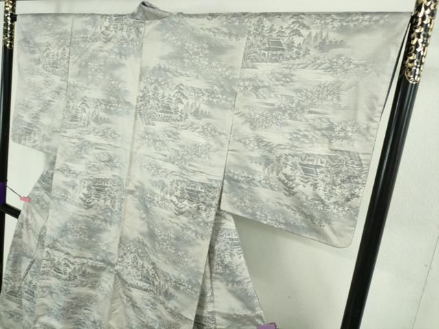 平和屋着物■極上　本場大島紬　白大島　総絣　水車小屋風景　逸品　DZAB1727kh5 平和屋着物□極上 本場大島紬 白大島 総絣 水車小屋風景 逸品