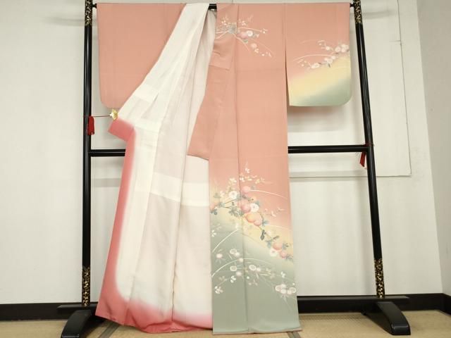 平和屋着物●訪問着　友禅　作家物　峰山　草花文　暈し染め　正絹　逸品　未使用　AABC9302ph 平和屋着物○訪問着 友禅 作家物 峰山 草花文 暈し染め 正絹