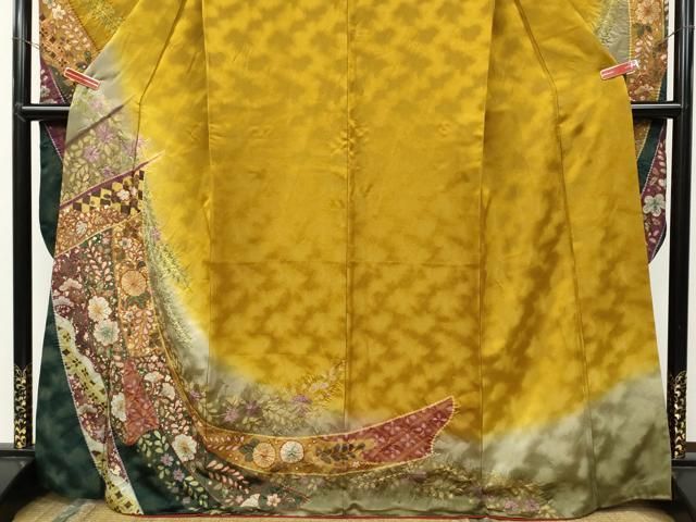 平和屋着物○豪華振袖 辻が花 絞り 暈し染め 金通し地 正絹 逸品