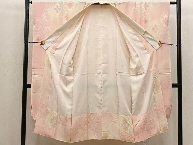 平和屋着物●振袖用長襦袢　無双仕立て　草花文　暈し染め　正絹　逸品　BAAV8211mz 平和屋着物○振袖用長襦袢 無双仕立て 草花文 暈し染め 正絹 逸品