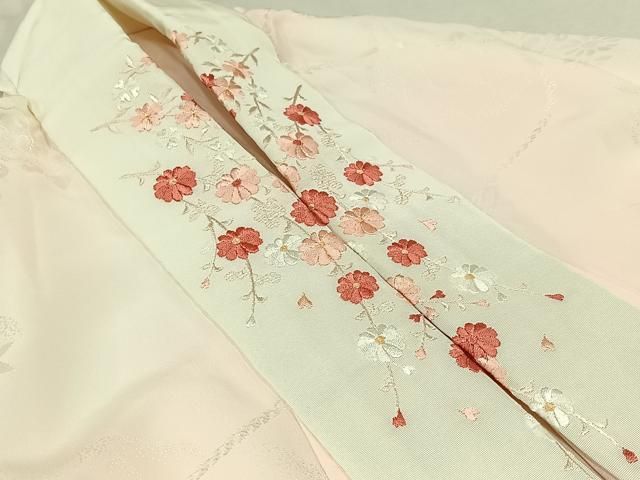 平和屋着物○長襦袢 無双仕立て 流水枝梅文 人気 半衿刺繍 正絹 逸品