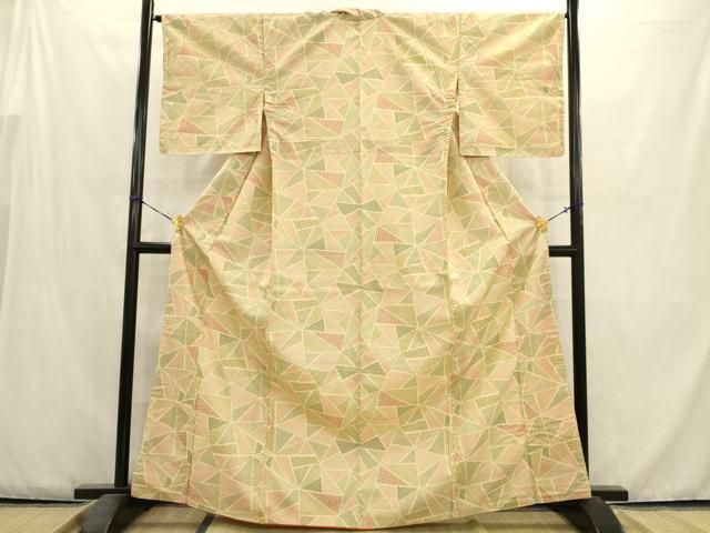 平和屋着物□上質な紬 幾何学文様 胴抜き仕立て 正絹 逸品 AABC7412ma