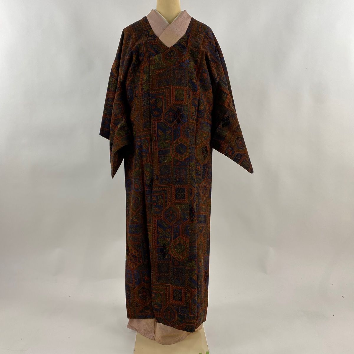 平和屋着物□極上 道中着 スリーシーズン 春夏秋 塵除け ロング丈 市松