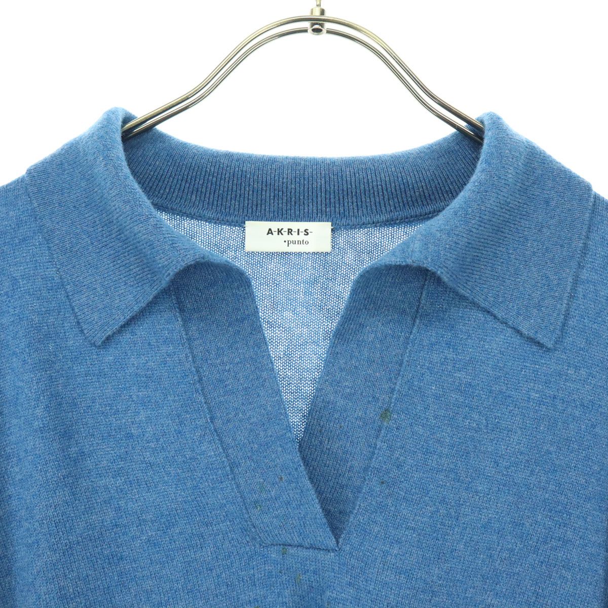 AKRIS punto アクリスプント 長袖 スキッパー ニットポロ セーター 8 ブルー レディース AKRIS punto アクリスプント 長袖 スキッパー ニットポロ セーター 8
