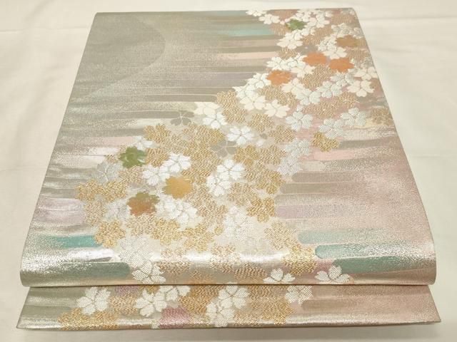 平和屋着物 六通柄袋帯 螺鈿箔 霞文 花兎 金銀糸 正絹