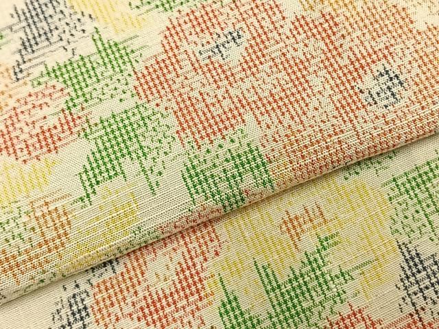 平和屋着物▽上質な紬 単衣 草花文 正絹 逸品 AABD0167fy