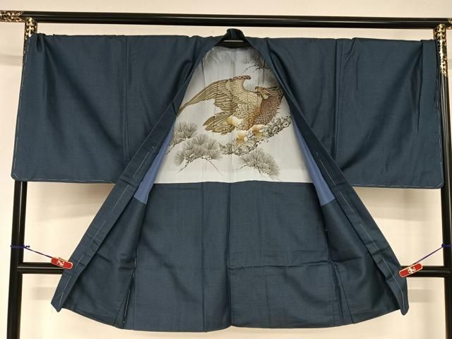 平和屋着物□極上 夏物 男性 紗紬 濃紺地 正絹 逸品 DZAB0313kh5 平和屋