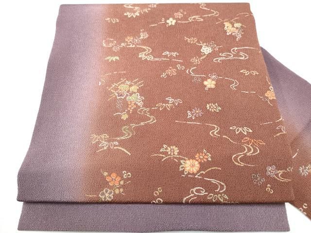 平和屋着物○全通柄 九寸名古屋帯 更紗花文 鬼しぼ