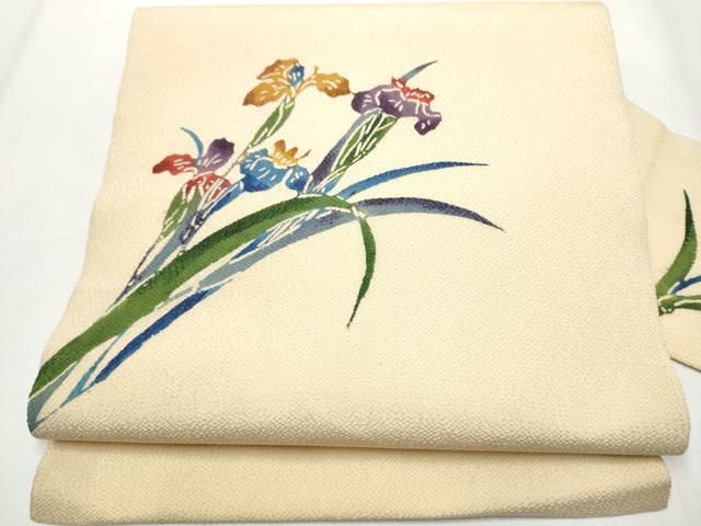 平和屋着物○全通柄 九寸名古屋帯 型染め 玩具文 金彩