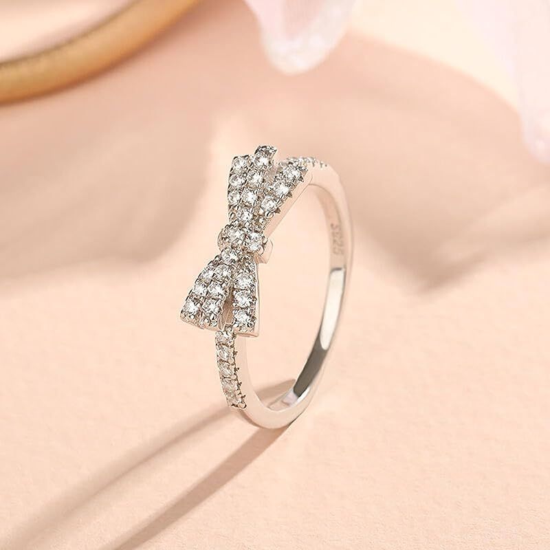 新品】 [Jeulia] レディース 指輪 蝶結び 美指リング ダイヤモンド