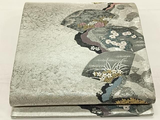 平和屋着物◎六通柄袋帯 地紙吉祥花文 金銀糸 引箔 正絹 逸品