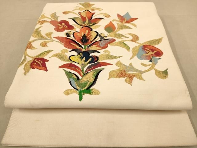 平和屋着物○爪掻き本綴れ 八寸名古屋帯 幾何学花文