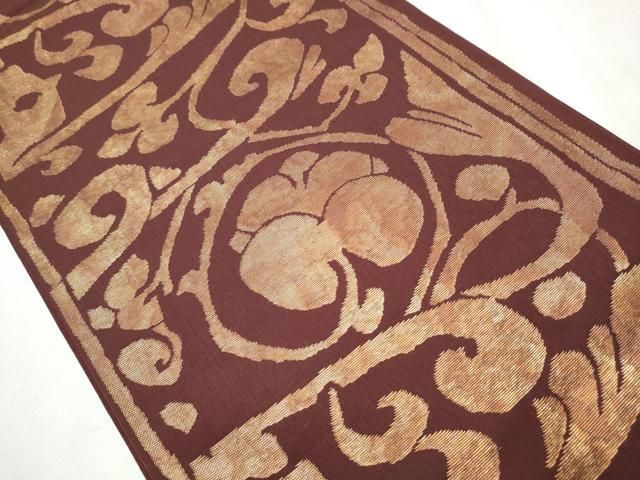 平和屋着物○洛風林 工芸帯地 六通柄 本袋帯 花唐草
