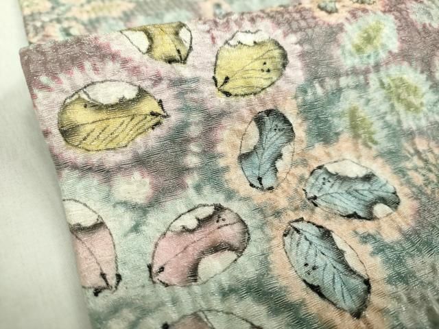 平和屋着物○太鼓柄袋帯 絞り 辻が花 銀通し地 正絹 逸品 DAAZ0889ps