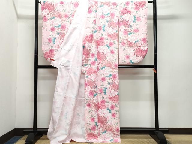 平和屋着物○小振袖 二尺袖 乱菊花文 金彩 洗える着物 未使用