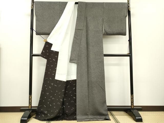 平和屋着物○江戸小紋 作家物 吹き寄せ文 黒地 ロング丈 正絹 逸品