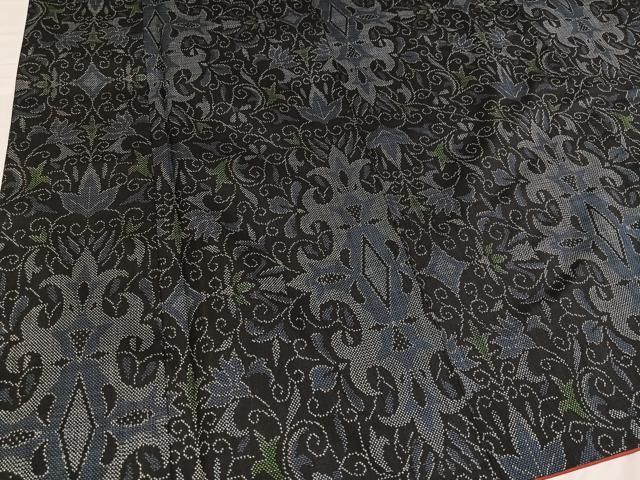 平和屋着物○本場大島紬 一元7マルキ 花唐草文 正絹 逸品 AABD4771ph