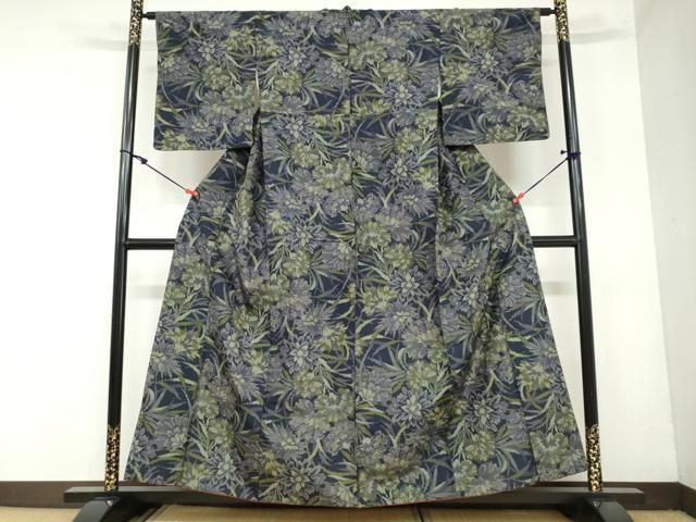 平和屋着物○上質な紬 草花文 正絹 逸品 DAAY5951ud