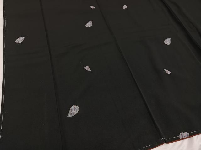 平和屋着物○上質な小紋 桜花弁 黒地 正絹 逸品 未使用 AABD4764ph