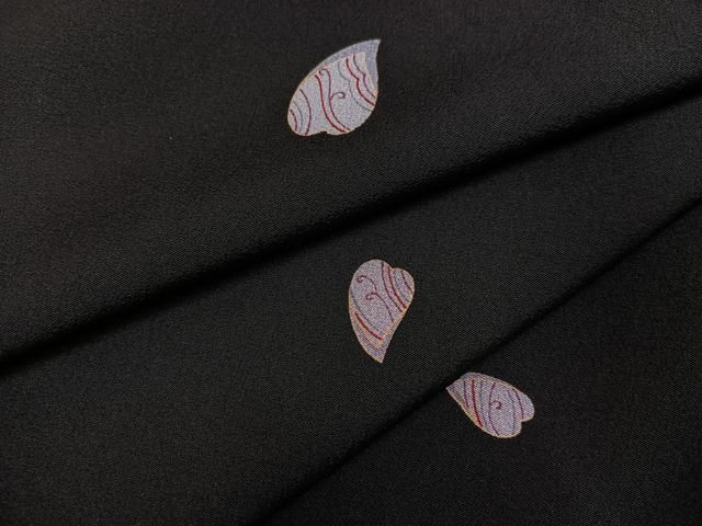 平和屋着物○上質な小紋 桜花弁 黒地 正絹 逸品 未使用 AABD4764ph