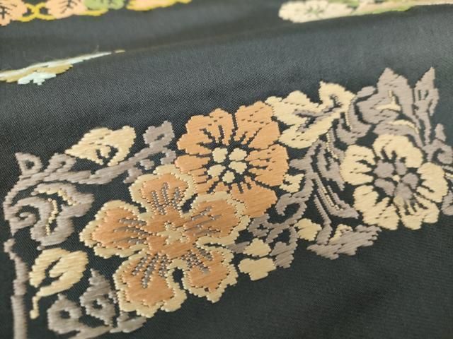 平和屋着物◎九寸開き名古屋帯 横段花菱文 金糸 正絹 逸品