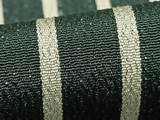 平和屋着物▽お召 単衣 縞 銀通し地 正絹 逸品 AABD0043fy