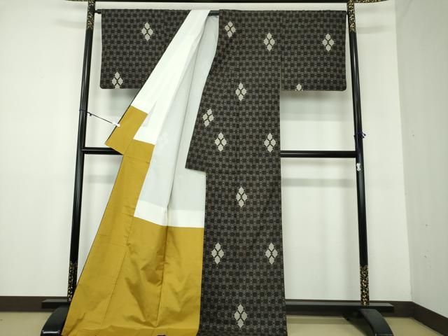 平和屋着物○本場大島紬 7マルキ 総絣 花菱文 ロング丈 正絹 逸品 未