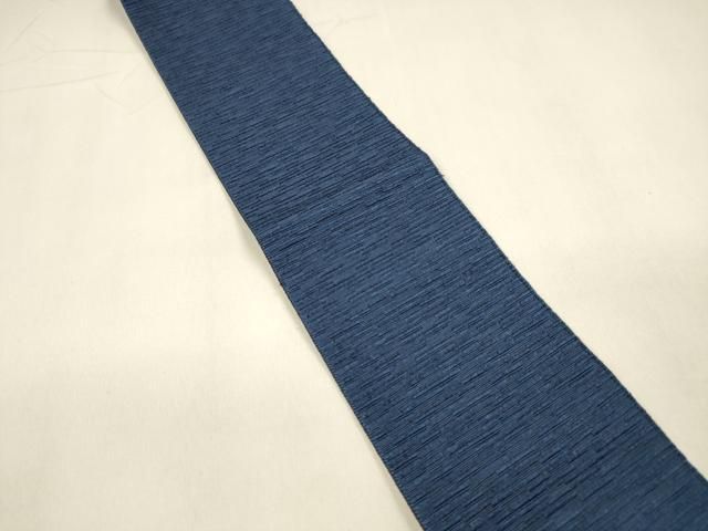 平和屋着物○男性 本場筑前博多織 両面 角帯 深縹色 濃藍色 正絹 逸品