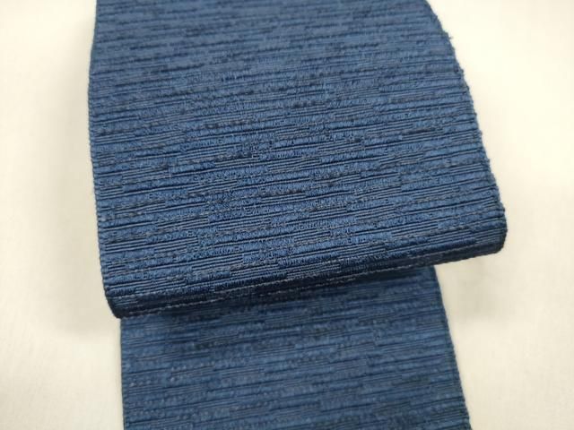 平和屋着物○男性 本場筑前博多織 両面 角帯 深縹色 濃藍色 正絹 逸品