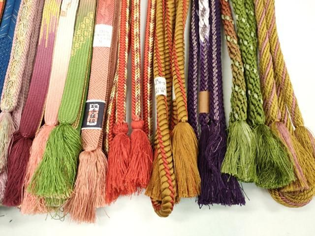 平和屋着物○和装小物 帯締め20本セット 高麗組 丸組 金糸 長尺あり 未