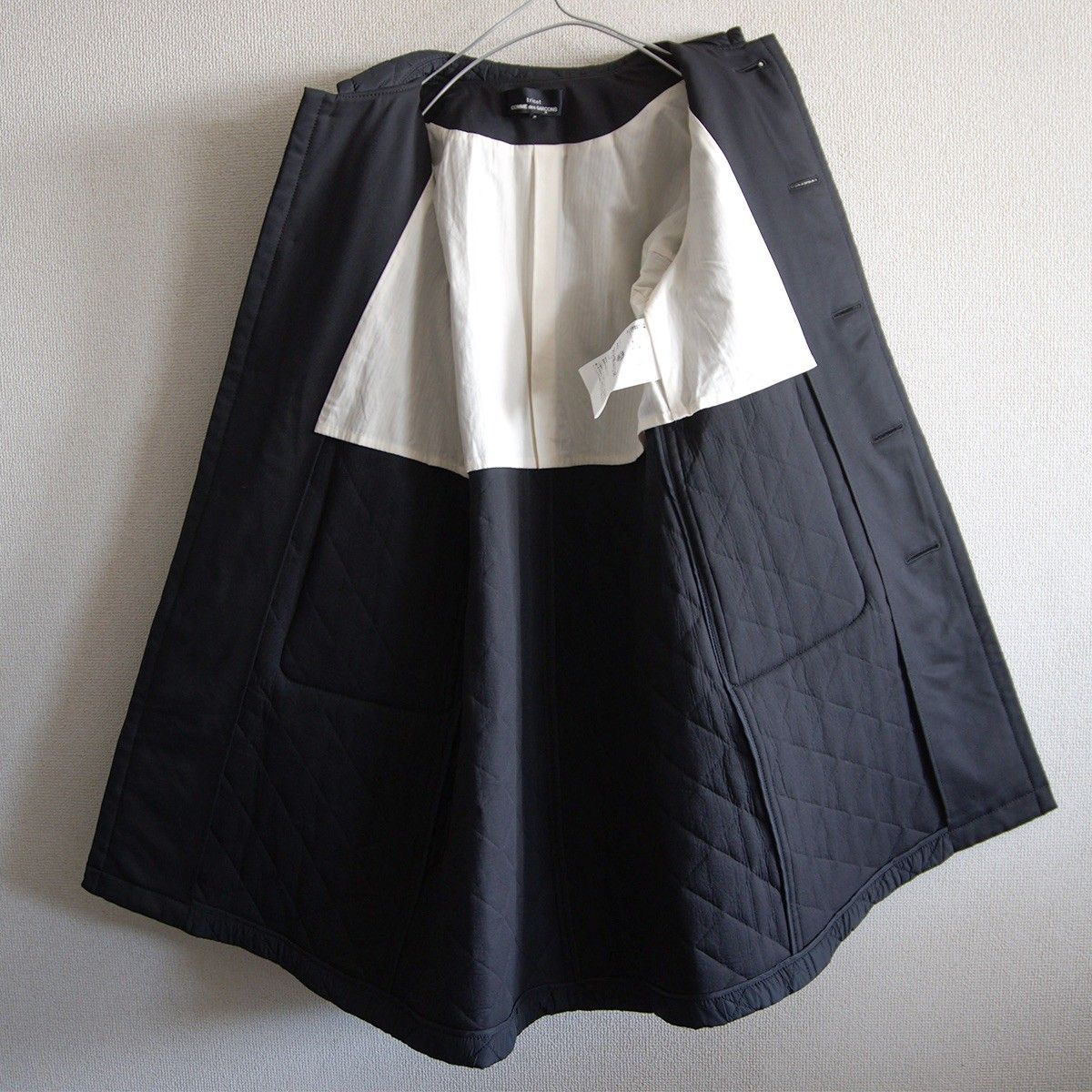 【美品】tricot COMME des GARCONS 【ボアポケット キルティングコート】S トリコ コムデギャルソン ブラック ...