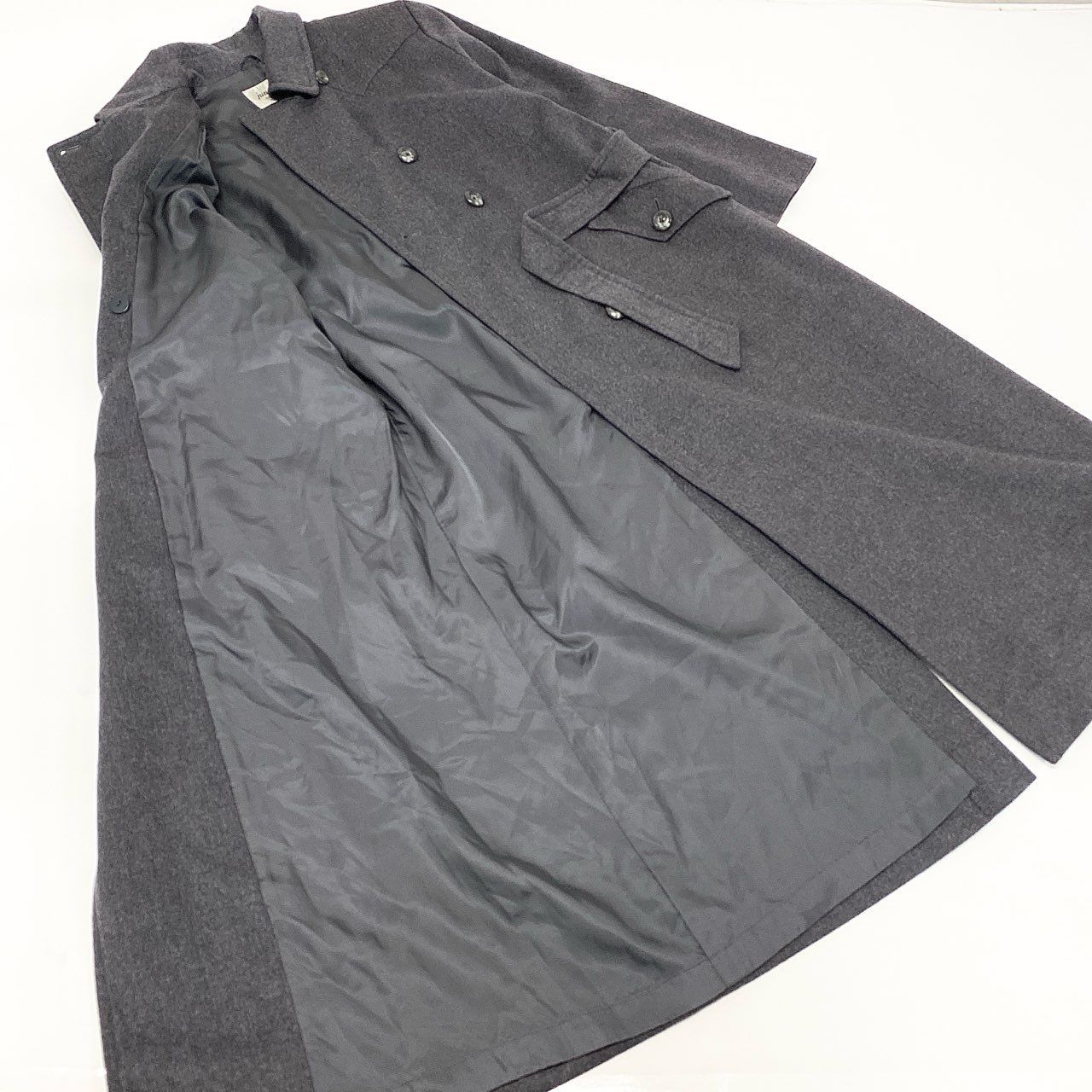 4k23 jun ashida ジュンアシダ ステンカラーコート ロングコート ダブルブレスト オリラグ混 レディース 女性用 L ダーク ...