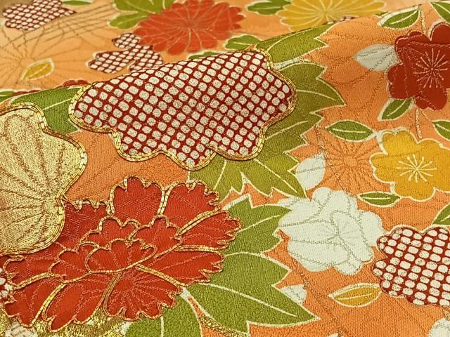 平和屋着物○訪問着 駒刺繍 草花文 金彩 正絹 逸品 CAAZ8245vf 平和屋