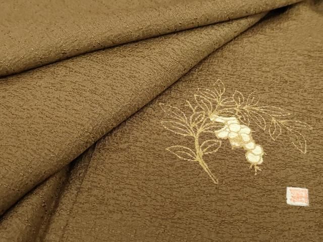 平和屋着物○上質な色無地 作家物 紋意匠 柴染色 正絹 逸品 AABD6324cs