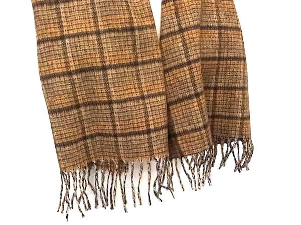 ■新品同様■ Johnstons of Elgin ジョンストンズ オブ エルガン カシミヤ×ウール チェック柄 フリンジ マフラー ブラウン系 FM4321 □新品同様□ Johnstons of Elgin ジョンストンズ オブ エルガン