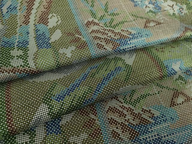 平和屋着物○本場大島紬 7マルキ 総絣 風景花文 三越扱い 正絹 逸品 未