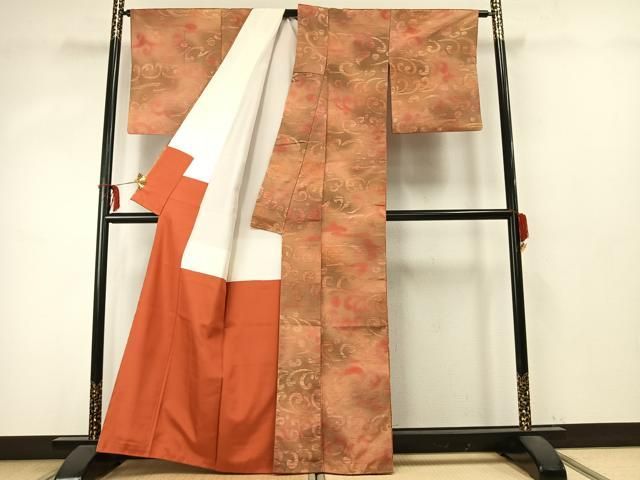 平和屋着物○上質な紬 立波文 正絹 逸品 未使用 AABD0585fy