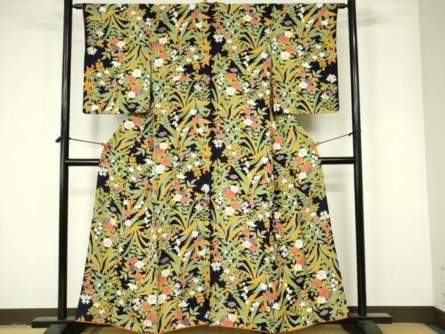 平和屋着物□上質な小紋 花尽くし文 正絹 逸品 CAAW0169ev