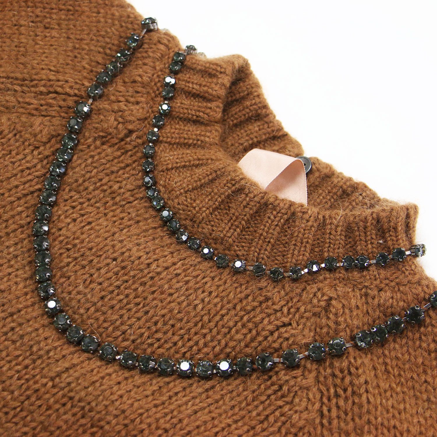 N°21 ヌメロヴェントゥーノ ニット ブラウン 40(L) | 20秋冬 ビジュー