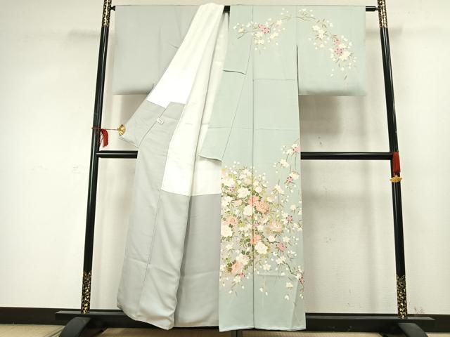 平和屋着物○訪問着 友禅 草花文 正絹 逸品 AABD0560fy - メルカリ