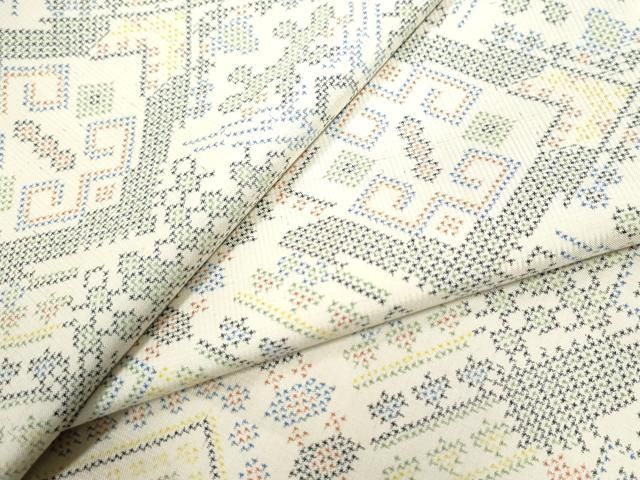 平和屋着物○本場大島紬 白大島 7マルキ 吉祥文 正絹 逸品 CAAZ3712yc