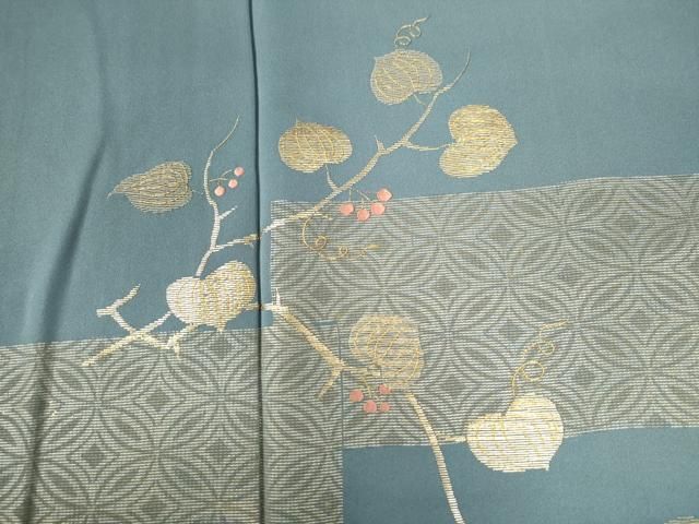 平和屋着物○訪問着 竹屋町刺繍 色紙吉祥南天蔦の葉文 金彩 正絹 逸品